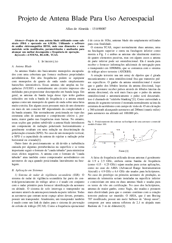 (PDF) Projeto de Antena Blade Para Uso Aeroespacial