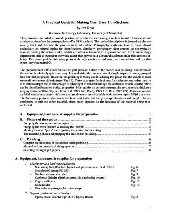 (PDF) A Practical Guide for Making Your Own Thin Sections