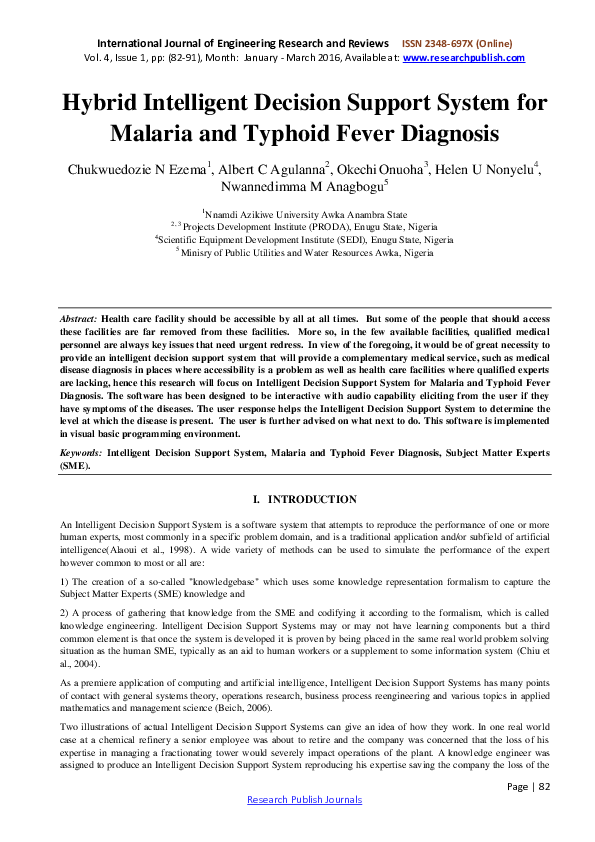 (PDF) Hybrid Intelligent Decision Support System for Malaria and ...