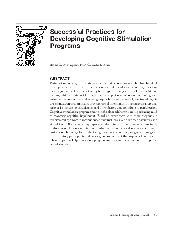 (PDF) Successful Practices for Developing Cognitive Stimulation Programs