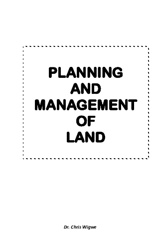 (PDF) PLANNING AND MANAGEMENT OF LAND