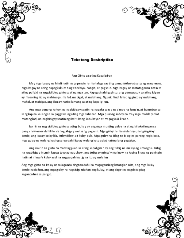 (DOC) Tekstong Deskriptibo