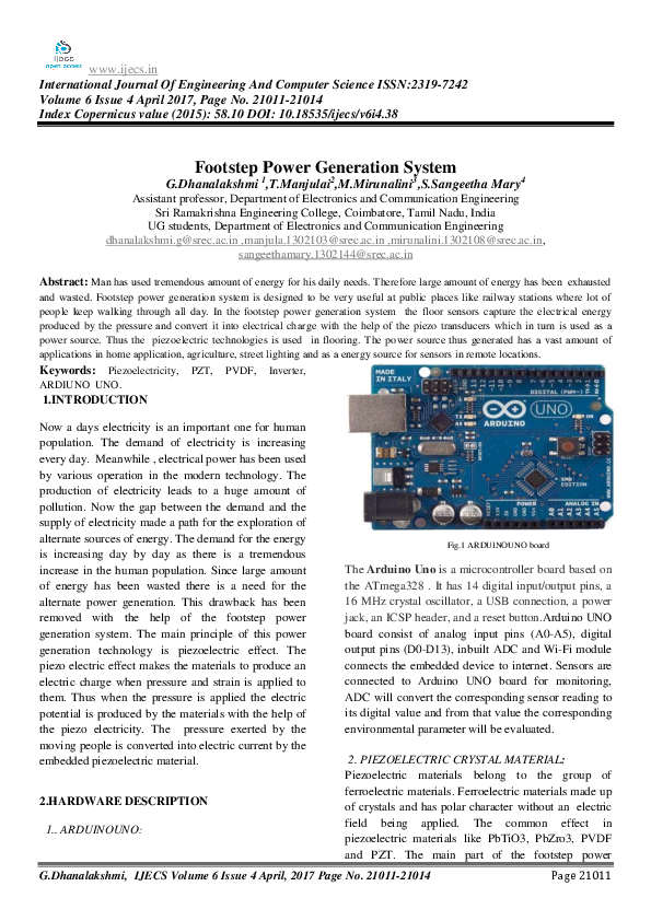 (PDF) Footstep Power Generation System