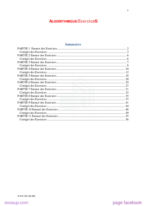 (PDF) ALGORITHMIQUE ExerciceS