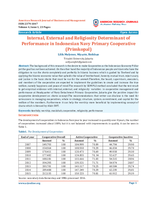 (PDF) Internal, External and Religiosity Determinant of Performance in ...