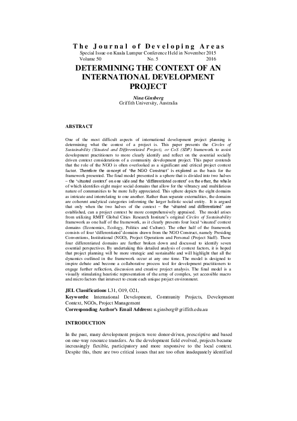 (PDF) Determining the context of an international development project.
