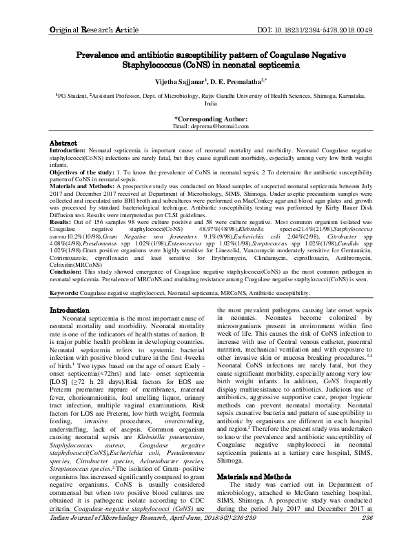 (PDF) Prevalence and antibiotic susceptibility pattern of Coagulase ...