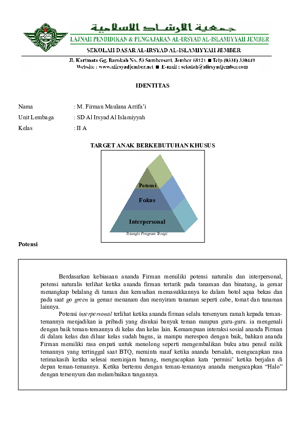 (DOC) Raport siswa inklusi