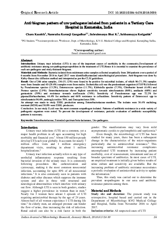 (PDF) Anti-biogram pattern of uro-pathogens isolated from patients in a ...
