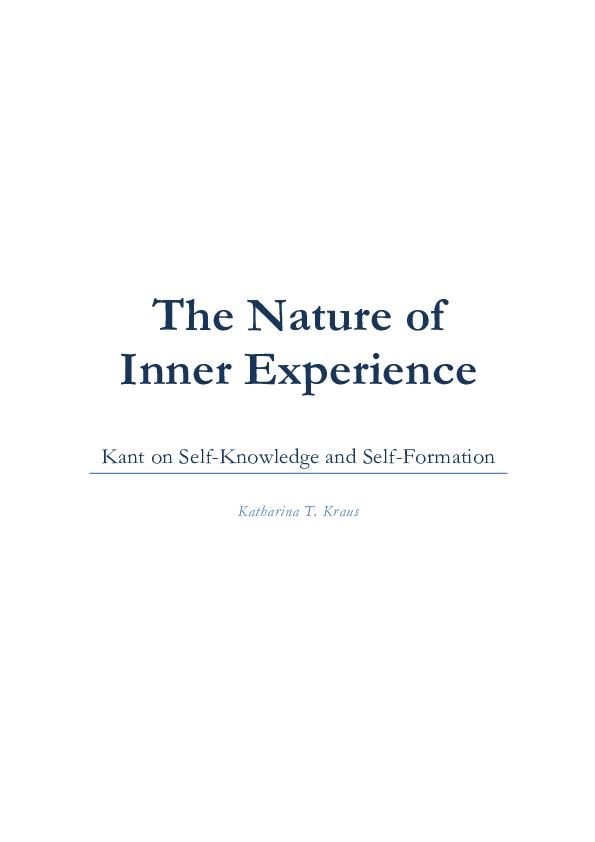 (PDF) The Nature of Inner Experience. Kant on Self-Knowledge and Self ...