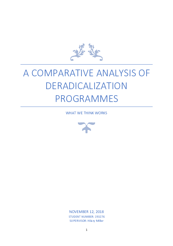 (PDF) A COMPARATIVE ANALYSIS OF DERADICALIZATION PROGRAMMES WHAT WE ...