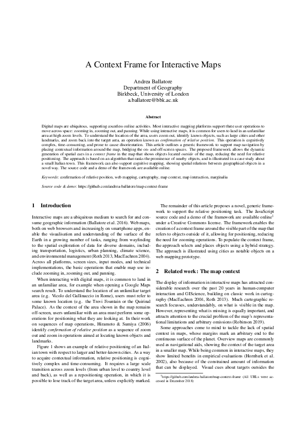 (PDF) A Context Frame for Interactive Maps