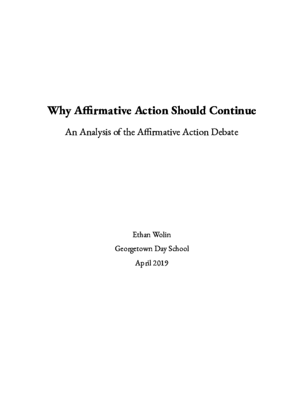 (PDF) Why Affirmative Action Should Continue: An Analysis of the ...