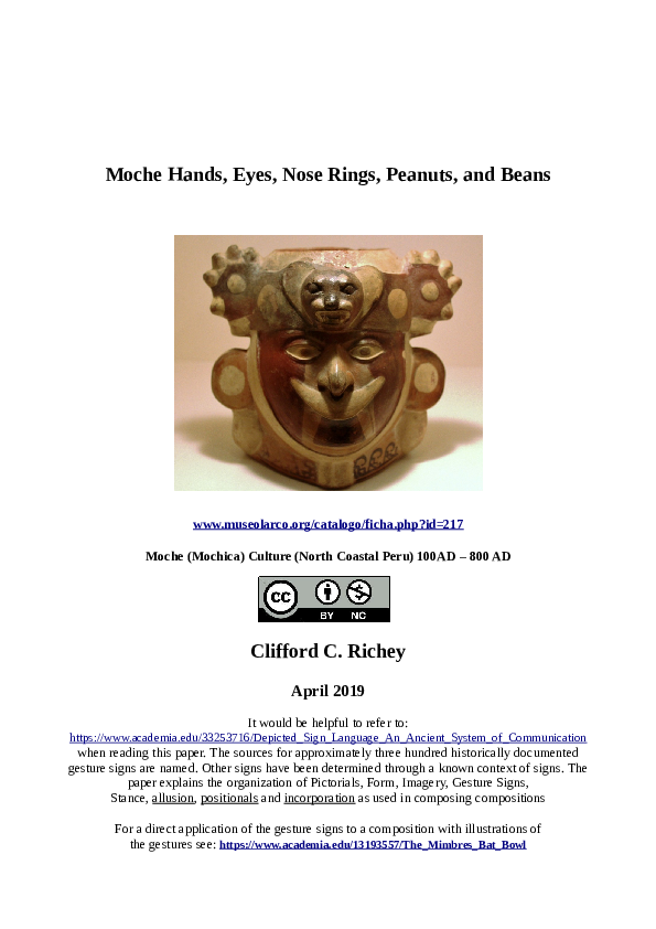 (PDF) Moche Hands, Eyes, Nose Rings, Peanuts, and Beans