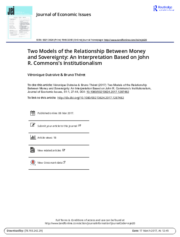 (PDF) Two Models of the Relationship Between Money and Sovereignty: An ...