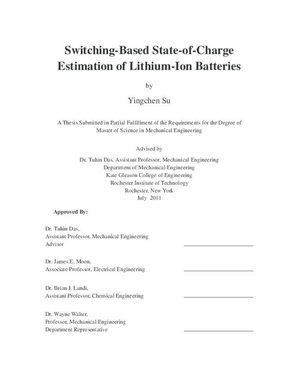 Pdf Switching Based State Of Charge Estimation Of Lithium Ion Batteries