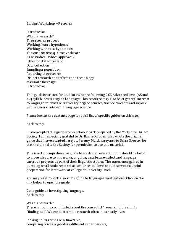 (DOC) Student Workshop – Research