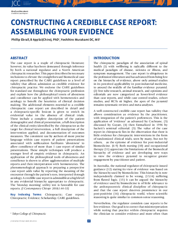 (PDF) How to write a credible case report: Assembling your evidence.