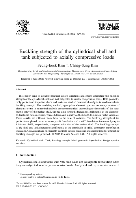 (PDF) Buckling strength of the cylindrical shell and tank subjected to ...