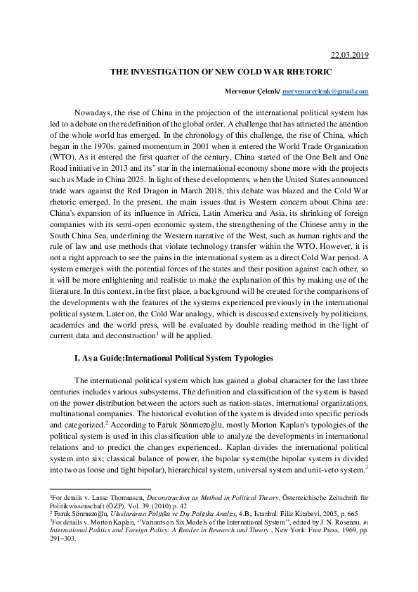 (DOC) THE INVESTIGATION OF NEW COLD WAR RHETORIC