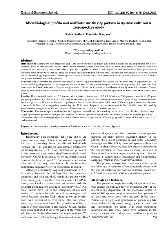 (PDF) Microbiological profile and antibiotic sensitivity pattern in ...