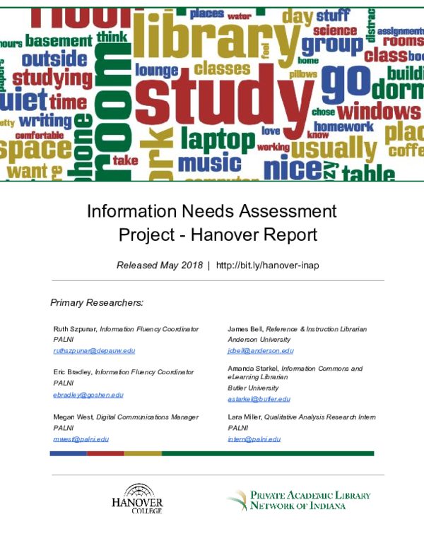 (PDF) PALNI Information Needs Assessment Project: Hanover College