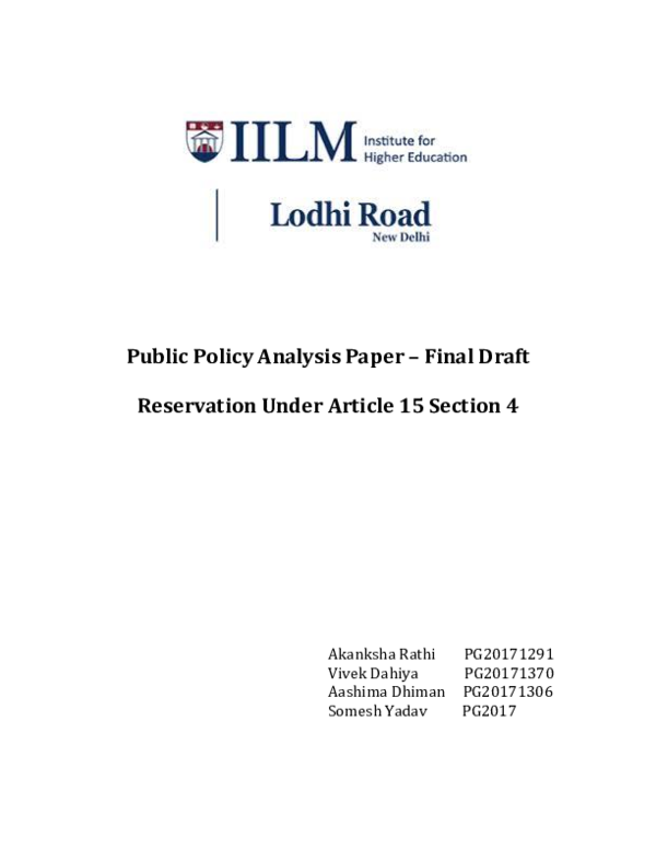 (DOC) Public Policy Analysis Paper – Final Draft