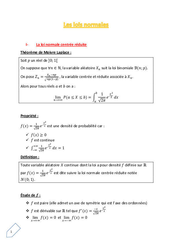 (PDF) Lois normales