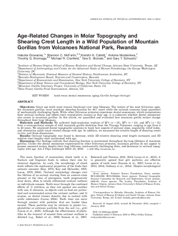 (PDF) Age-Related Changes in Molar Topography and Shearing Crest Length ...