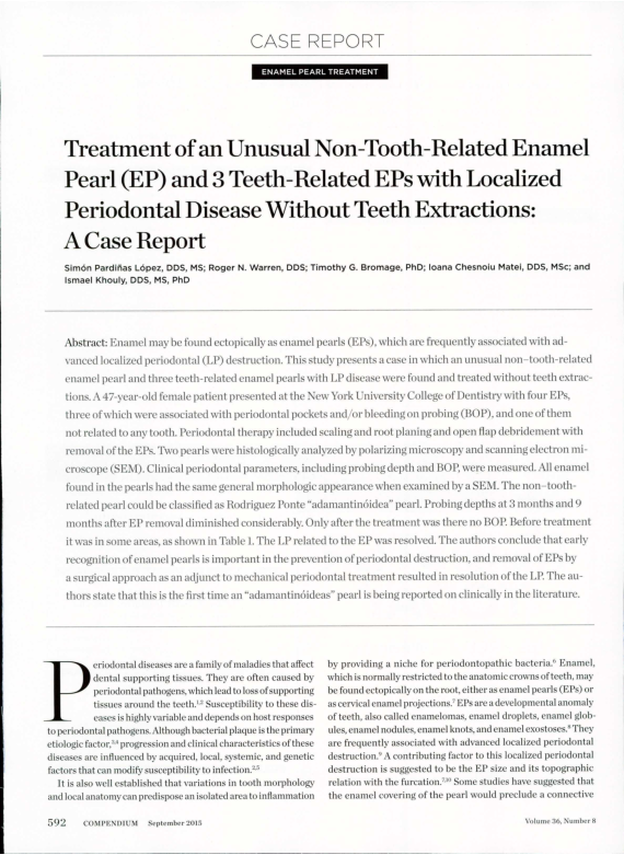 (PDF) CASE REPORT ENAMEL PEARL TREATMENT Treatment of an Unusual Non ...