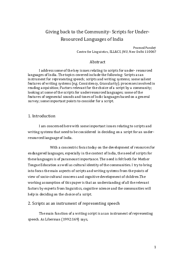 (PDF) Giving back to the Community- Scripts for Under- Resourced ...