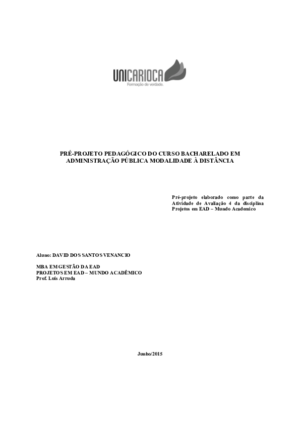 (DOC) PRE PROJETO PEDAGOGICO DE CURSO