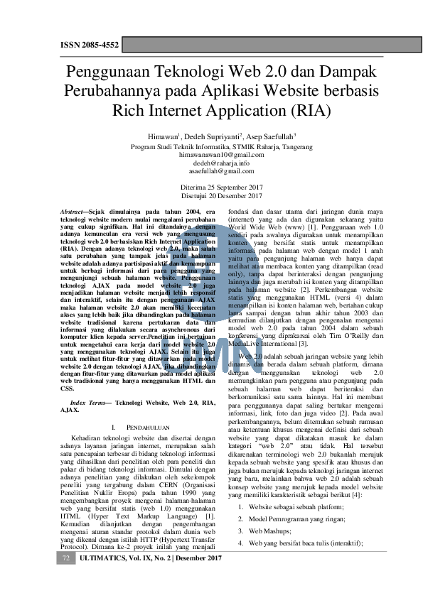 (PDF) Penggunaan Teknologi Web 2.0 dan Dampak Perubahannya pada ...