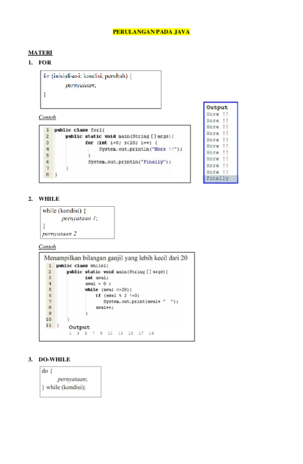 (PDF) PERULANGAN PADA JAVA MATERI