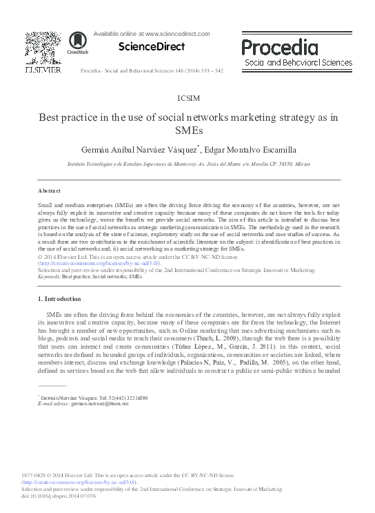 (PDF) ScienceDirect Best practice in the use of social networks ...