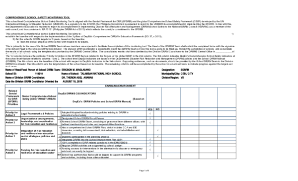 Talamban SCH. CSS Monitoring for Orientation