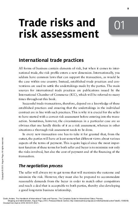 (PDF) Trade risks and risk assessment International trade practices