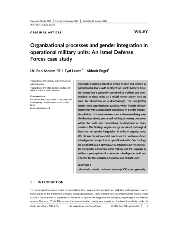 (PDF) Organizational processes and gender integration in operational ...