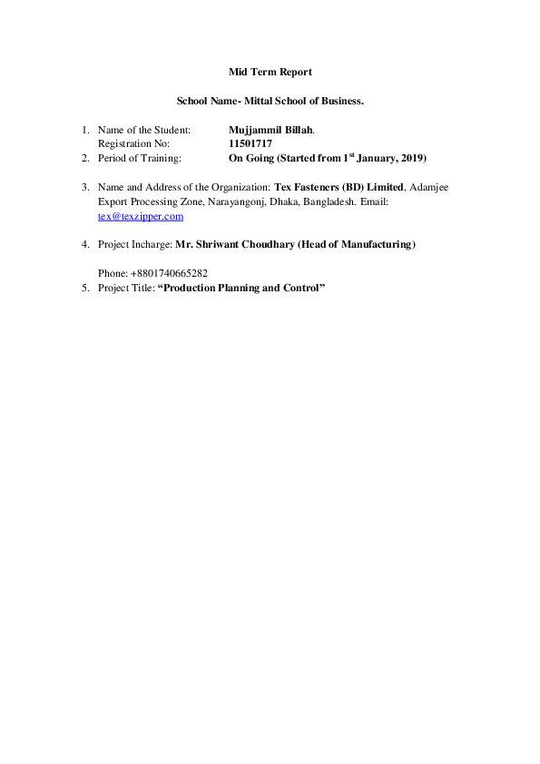 (PDF) Mid Term Report School Name-Mittal School of Business