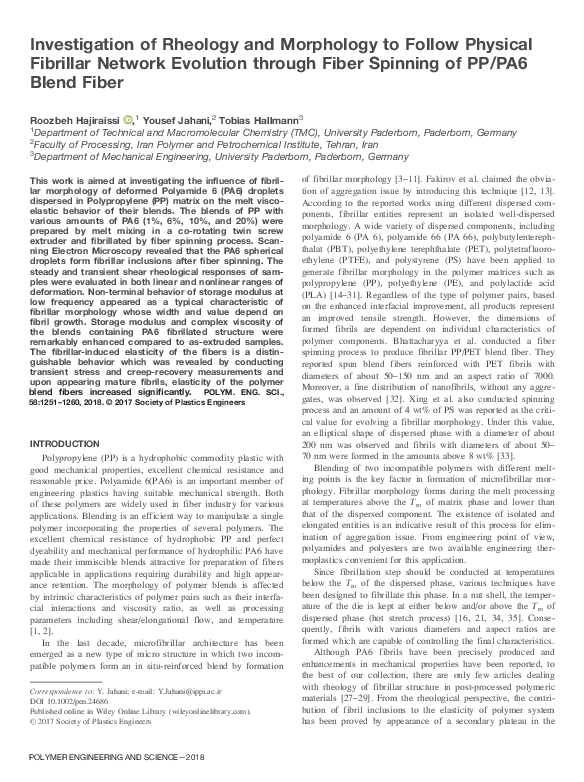 (PDF) Investigation of Rheology and Morphology to Follow Physical ...