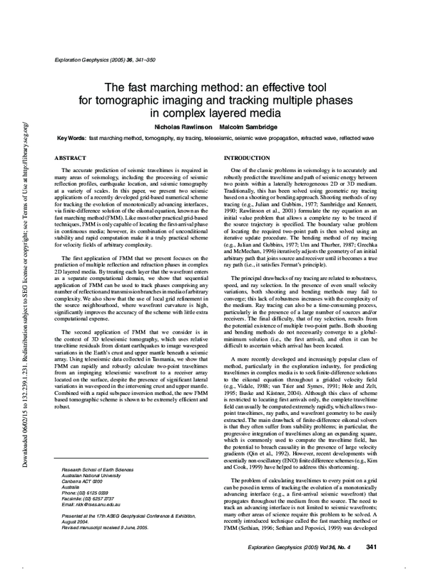 Pdf The Fast Marching Method An Effective Tool For Tomographic Imaging And Tracking Multiple