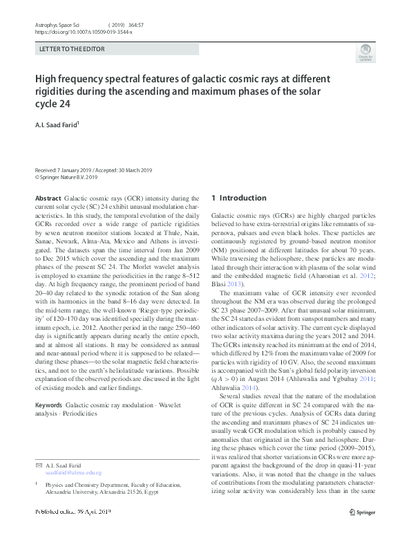 (PDF) High frequency spectral features of galactic cosmic rays at ...