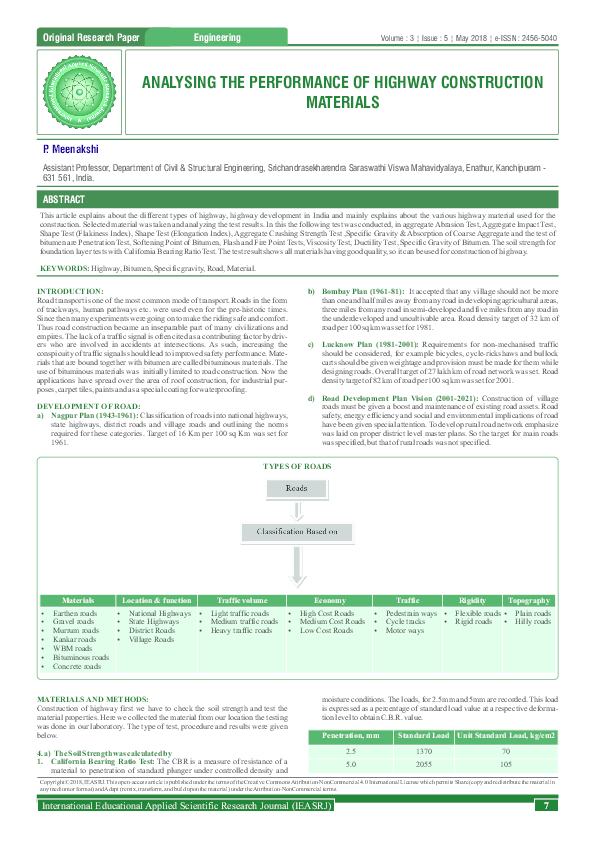 (PDF) ANALYSING THE PERFORMANCE OF HIGHWAY CONSTRUCTION MATERIALS ABSTRACT