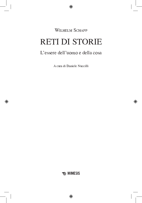 (PDF) Wilhelm Schapp, Reti di storie. L'essere dell'uomo e della cosa