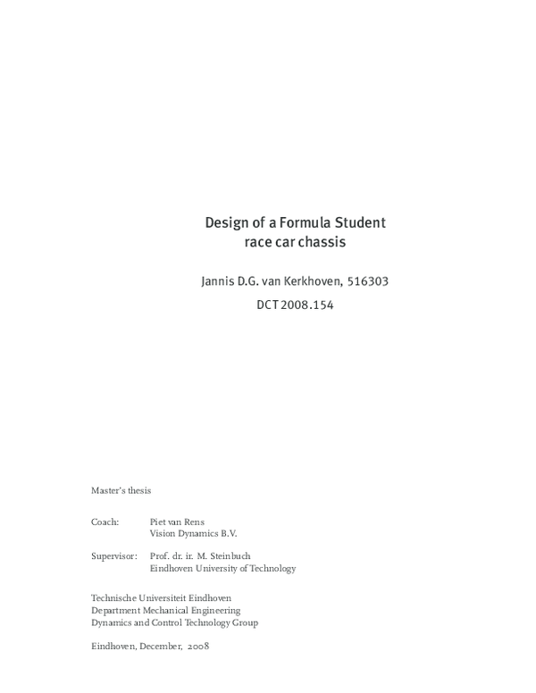 (PDF) Design of a Formula Student race car chassis