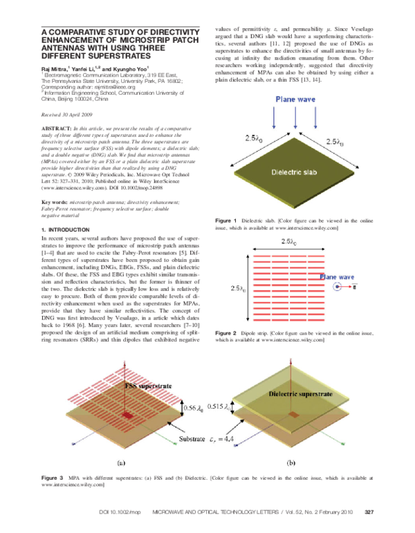 (PDF) A comparative study of directivity enhancement of microstrip patch antennas with using ...