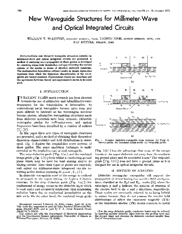(PDF) New Waveguide Structures for Millimeter-Wave and Optical ...