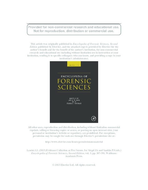 (PDF) Evidence Collection at Fire Scenes
