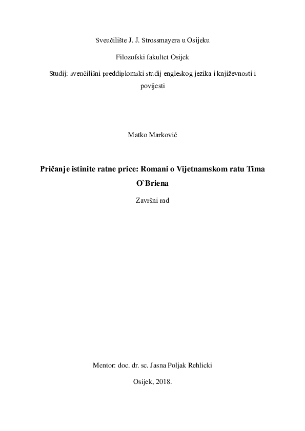 (PDF) Telling a True War Story: Tim O'Brien's Vietnam War Novels