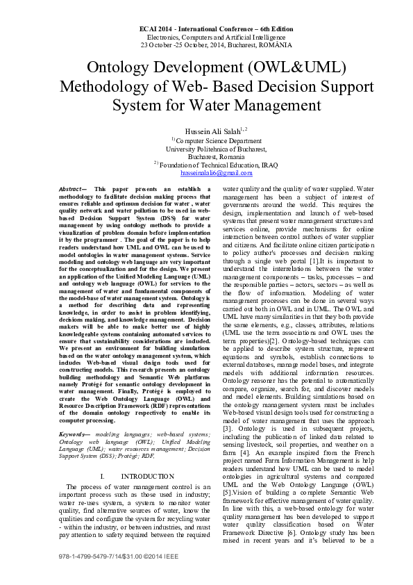 (PDF) Ontology Development (OWL&UML) Methodology of Web-Based Decision Support System for Water ...
